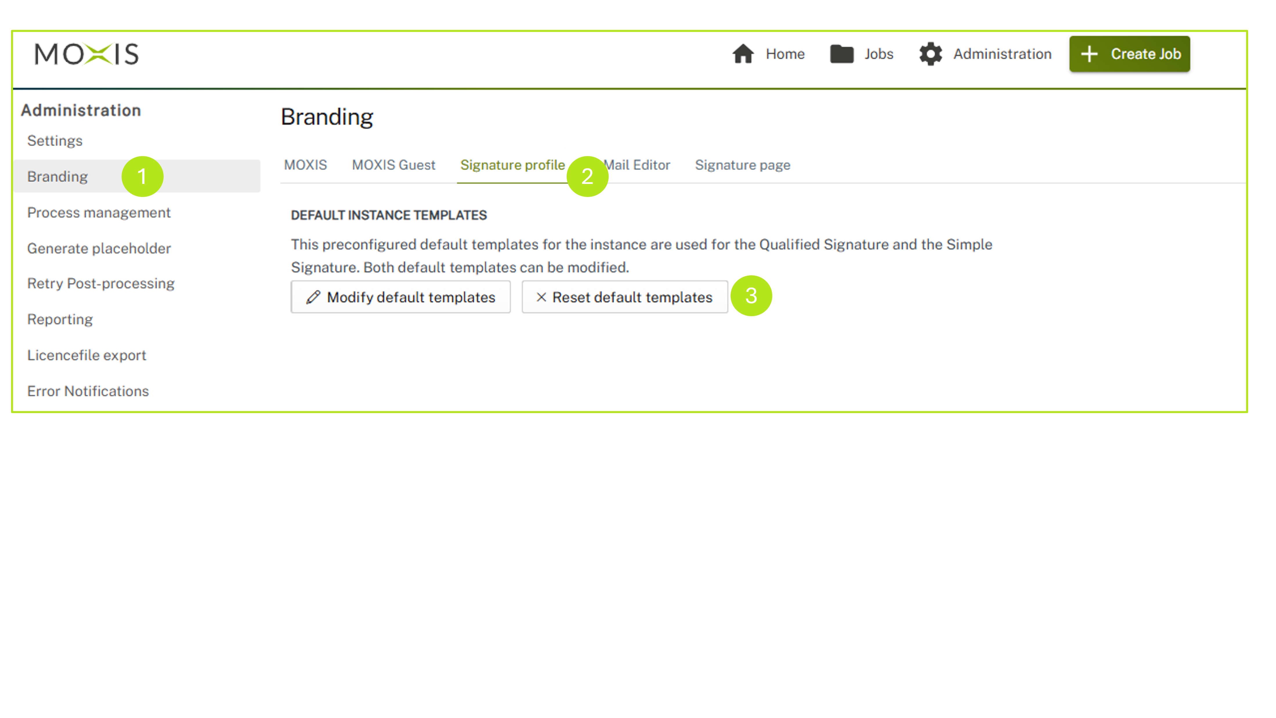 Visual design of the signature profile