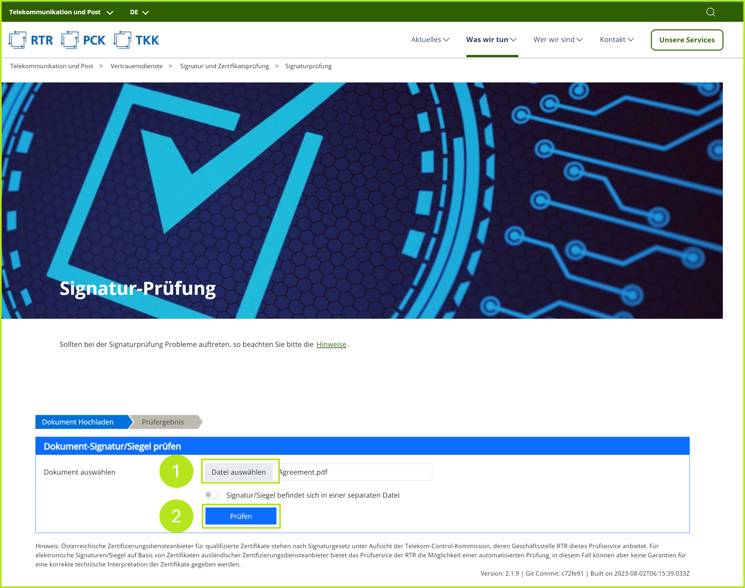 Wie können Dokumente und deren eIDAS Signatur überprüft werden?